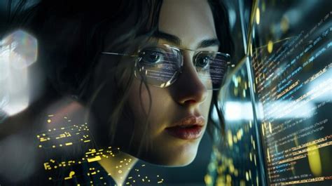 Premium Ai Image Close Up Of Hackers Face With Digital Code Reflecting On Hackers Face And Glasses