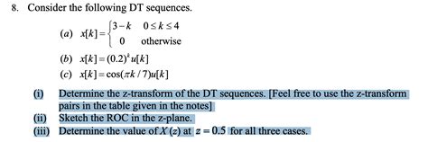 Solved 8 Consider The Following DT Sequences A Chegg Com