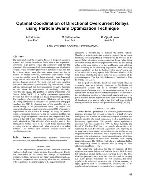 Pdf Optimal Coordination Of Directional Overcurrent Relays Using Particle Swarm Optimization