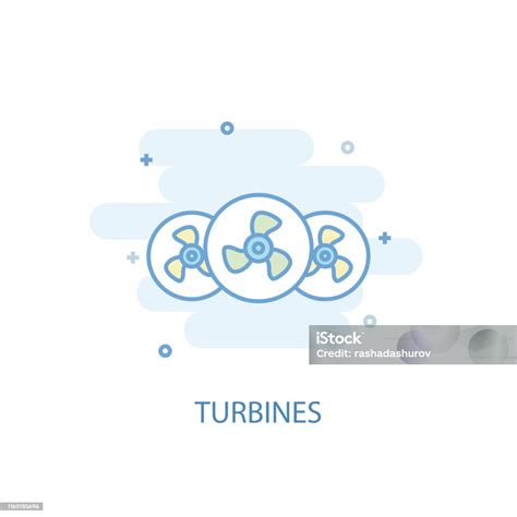 터빈 라인 트렌디 한 아이콘입니다 간단한 선 컬러 일러스트 녹색 에너지 세트에서 터빈 기호 평면 디자인입니다 Ui Ux에 사용할
