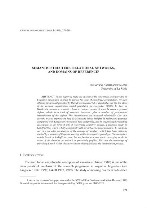 Pdf Semantic Structure Relational Networks And Domains · Semantic