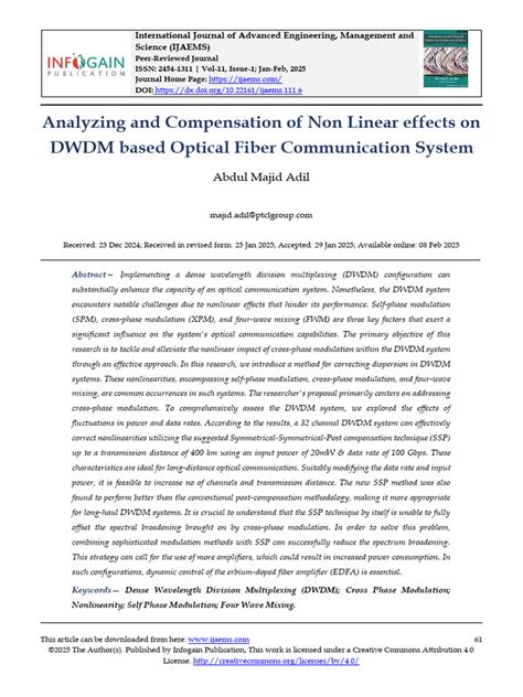 Analyzing And Compensation Of Non Linear Effects On Dwdm Based Optical Fiber Communication