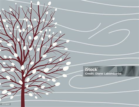 Cartoon Tree Windy Winter Stock Illustration Download Image Now