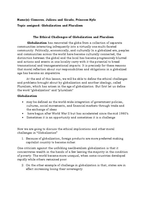 Globalization And Pluralism Pdf Globalization Philosophical Movements