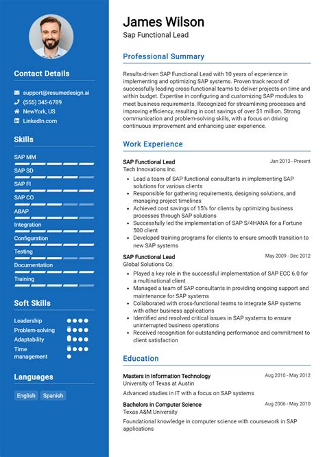14 Sap Consultant Resume Examples And Templates For 2025 Resumedesign Ai