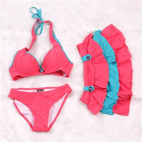 Tcbsg Solid Halter Padded Bikinis Dress Swimsuit 2019 Sexy Swimwear