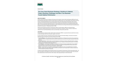 The Cisco Smart Business Roadmap Solutions To Address Today S Business Challenges And Move Your