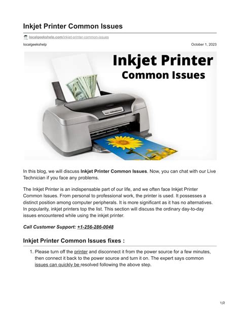 PPT Inkjet Printer Common Issues PowerPoint Presentation Free Download ID