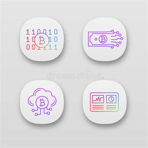 Bitcoin Cryptocurrency App Icons Set Stock Vector Illustration Of Cloud Industry 175555922