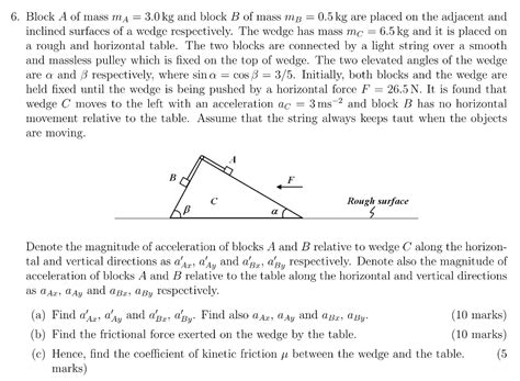 Solved Block A Of Mass MA Kg And Block B Of Mass MB Chegg Com