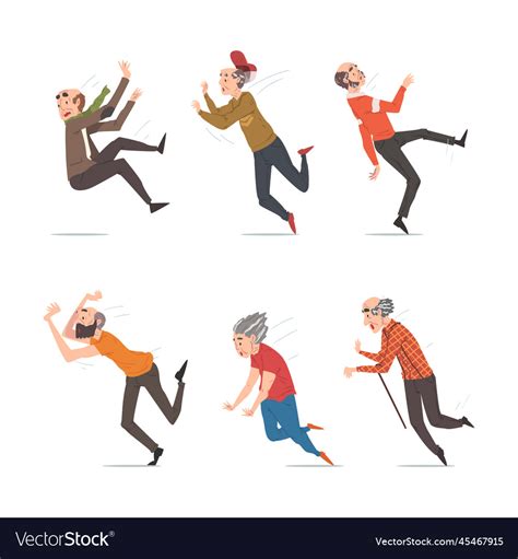 Senior Male And Female Character Falling Down Vector Image