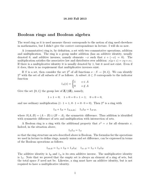 Rings Pdf Ring Mathematics Boolean Algebra