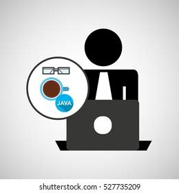 Silhouette Programmer Working Laptop Break Time Stock Vector Royalty