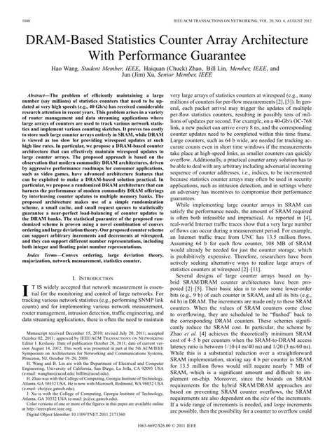 Pdf Dram Based Statistics Counter Array Architecture With Performance Guarantee Dokumentips