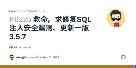 救命，求修复sql注入安全漏洞，更新一版357 · Issue 6225 · Baomidoumybatis Plus · Github