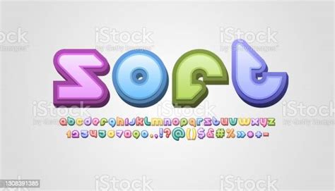 3d 굵은 알파벳 밝은 둥근 글꼴 여러 가지 색깔의 문자와 숫자 벡터 일러스트 10eps 두꺼운에 대한 스톡 벡터 아트 및 기타 이미지 Istock