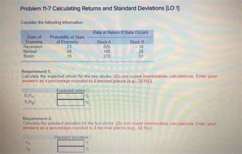Solved Problem 11 7 Calculating Returns And Standard