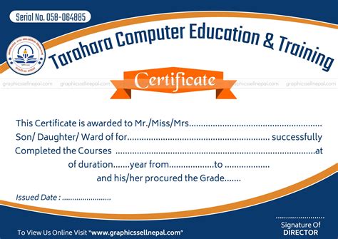 Fn 4925 Computer Training Certificate Graphic Sell Nepal