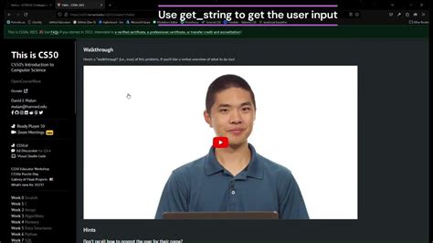harvard cs50x second problem set hello c guide solution and submission youtube