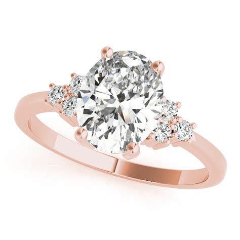 Engagement Ring Oval Cluster Diamond Engagement Ring Rose Gold Es387rg