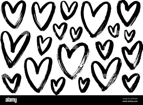 Doodle Sketch Hearts Black Stock Vector Images Alamy