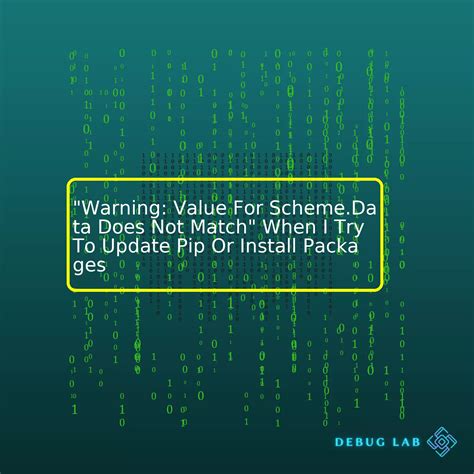 Warning Value For Schemedata Does Not Match When I Try To Update Pip Or Install Packages