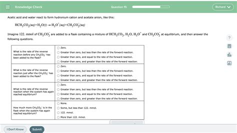 Solved Acetic Acid And Water React To Form Hydronium Cation