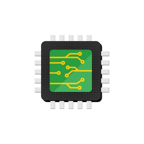 premium vector computer processor microchip flat illustration vector