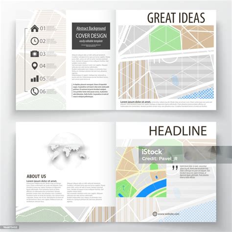비즈니스 템플릿 평방 Bi 접어 책자 잡지 전단지 보고서 책자 커버 쉽게 편집 가능한 레이아웃입니다 도시 지도 거리입니다 평면 디자인 서식 파일 관광 업체 추상적인 벡터