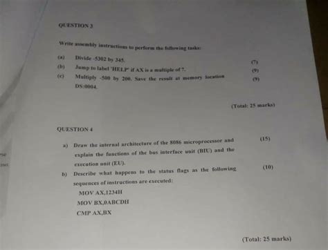 Solved Question 3 Write Assembly Instructions To Perform The