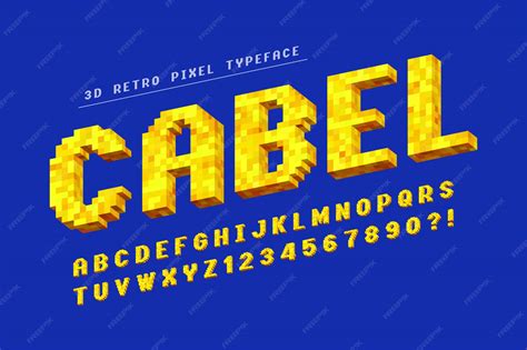 8 비트 게임처럼 양식화 된 픽셀 벡터 글꼴 디자인 프리미엄 벡터