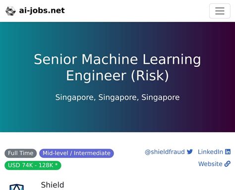 Hiring Senior Machine Learning Engineer Risk In Singapore Singapore Singapore Raimljobs