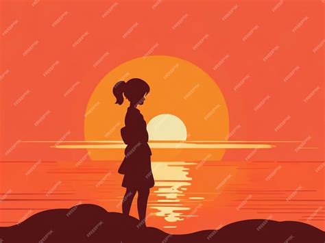 Premium Photo Silhouette Of A Person In The Sunset Vector Illustration