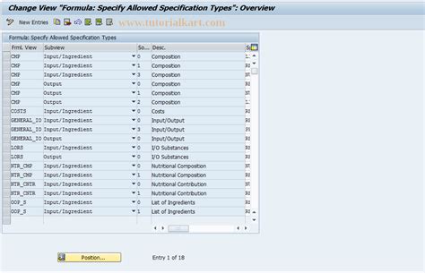 FRMLC SAP Tcode Customiz Substance Types Per View