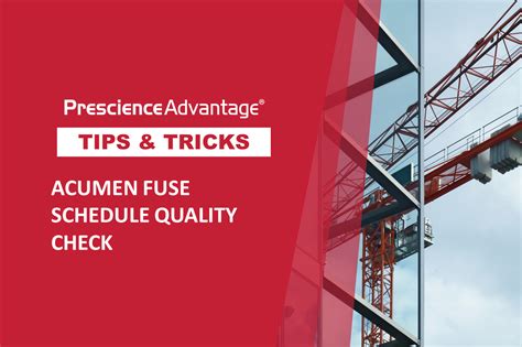Acumen Fuse Schedule Quality Check Primavera Tips Tricks Tip 36 Prescience Technology