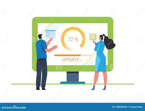 System Updates With People Updating Operation In Computing And Installation Programs Flat
