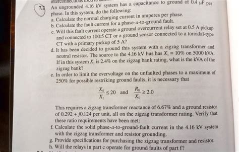 interconn An ungrounded kV system has a capacitance to ground of µF per phase In