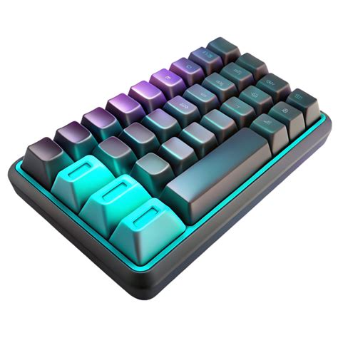 Serene Modern A Cutout Of Matte Black Ergonomic Keyboard With Glowing Turquoise High Quality