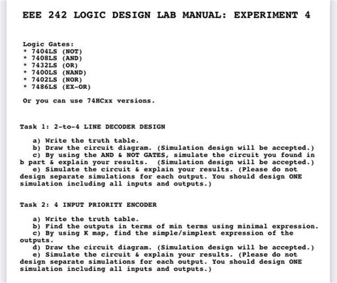 Solved EEE 242 LOGIC DESIGN LAB MANUAL EXPERIMENT 4 Logic Chegg Com