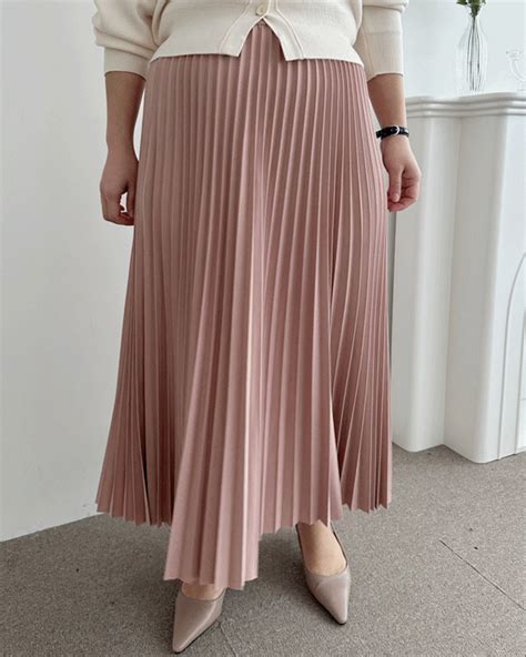 빠른출고가능♥ 페페 스커트 A라인 밴딩 주름 플리츠 66 77 빅사이즈 롱 젊줌마 데일리 무지 5color 에이블리