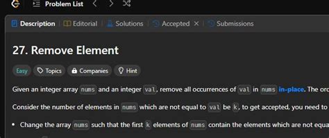 prottoy sarker on linkedin leetcode problem 27 remove element