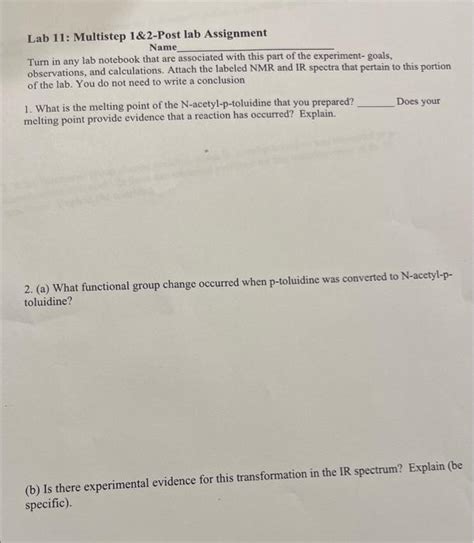 Solved Lab 11 Multistep 1and2 Post Lab Assignment Name Turn