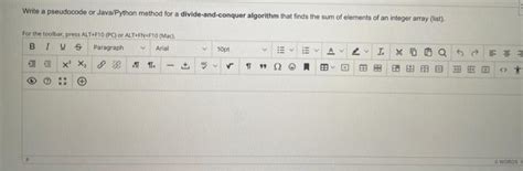 solved write a pseudocode or java python method for a