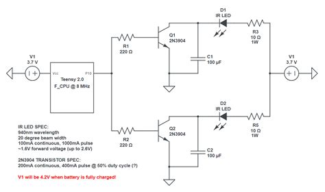 Sanity Check For Dual IR LED Circuit Arduino Stack Exchange
