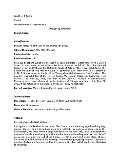 Arts Appreciation Assignment Pdf Aesthetics Plastic Arts