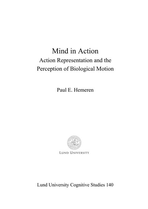 Pdf Mind In Action Action Representation And The Perception Of
