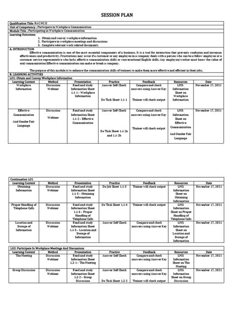 Rac Session Plan Nc Ii Pdf Occupational Safety And Health Information