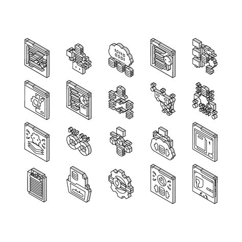 Software Engineer Computer Code Isometric Icons Set Vector 39840494