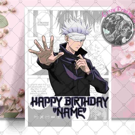 Gojo Satoru Birthday Card Etsy