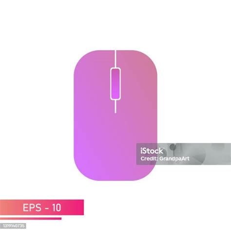 컴퓨터 마우스 분홍색 그라데이션의 바퀴가있는 직사각형 모양 흰색 배경에 컴퓨터용 장치입니다 플랫 벡터 그림입니다 개념에 대한